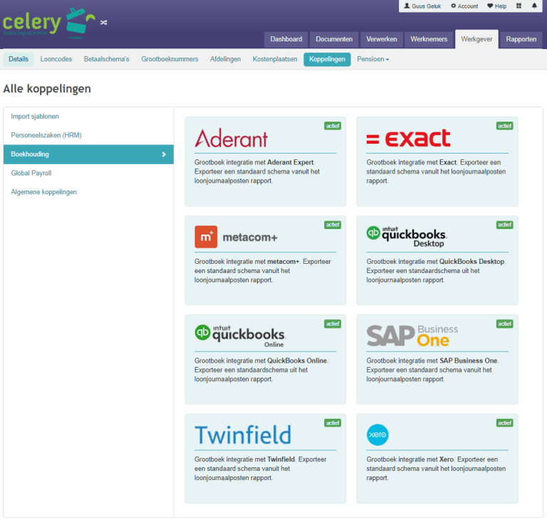 Exporteer uw loonjournaalpost voor uw financiële pakket - Celery | Celery