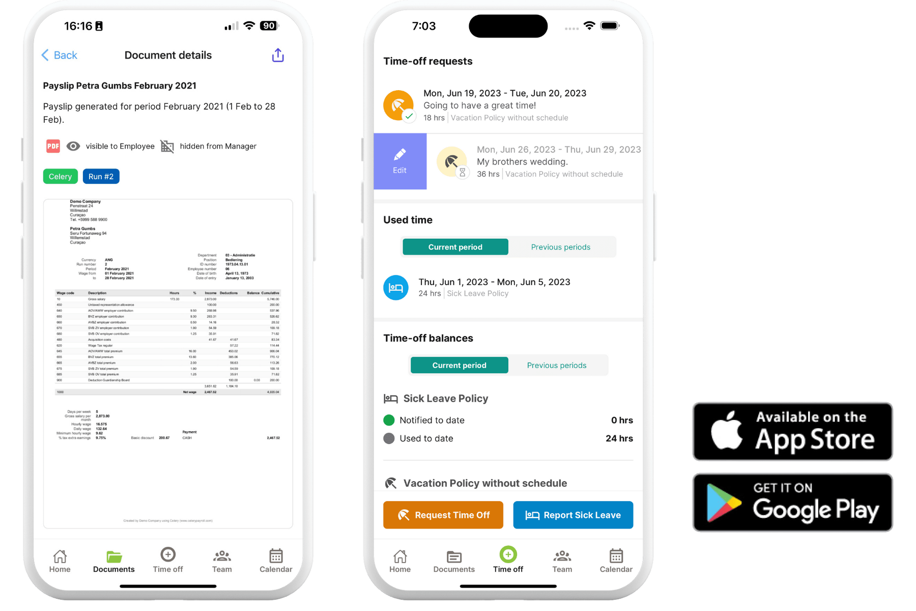 Mobile app - Celery for Employees. Download for free.
